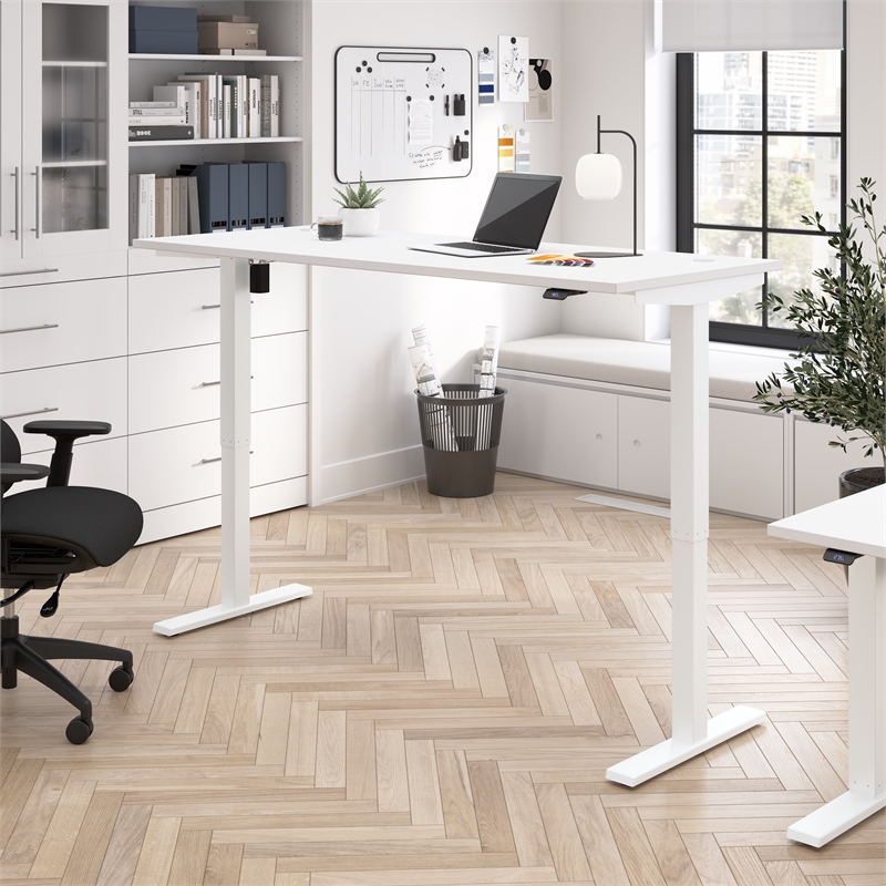 Move 40 Series 72W Adjustable Standing Desk in White - Engineered Wood ...