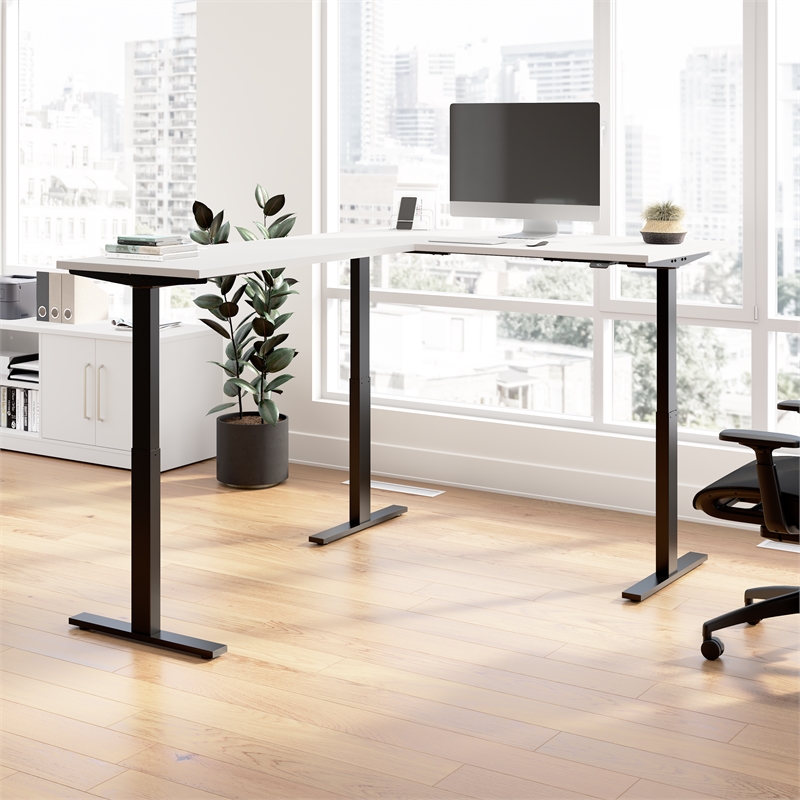 Move 60 Series 60W L Shaped Standing Desk in White - Engineered Wood ...