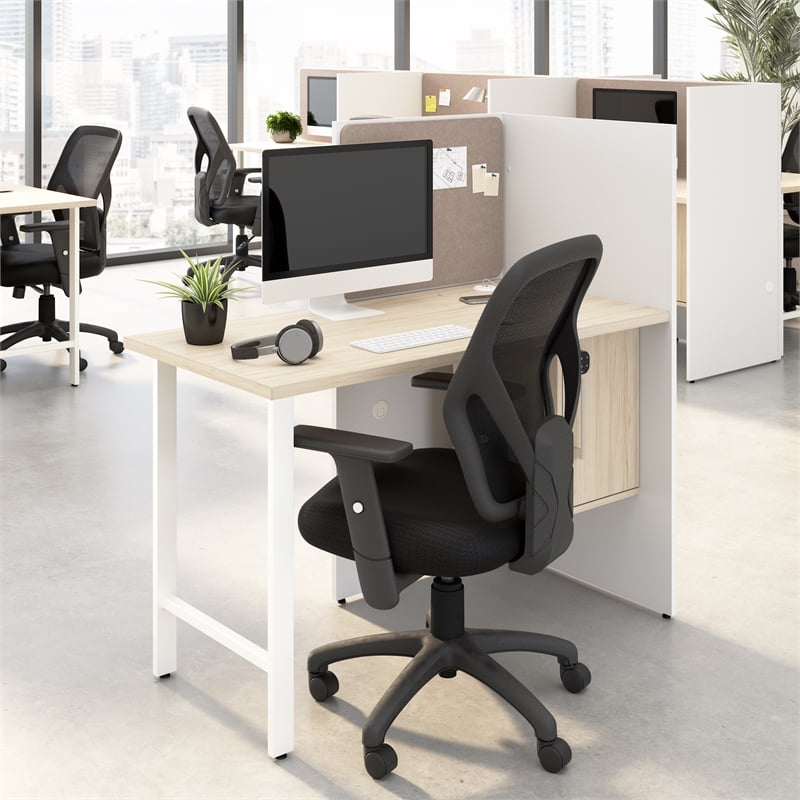 Hustle 48-inch Office Cubicle Desk with Storage in White/Elm ...