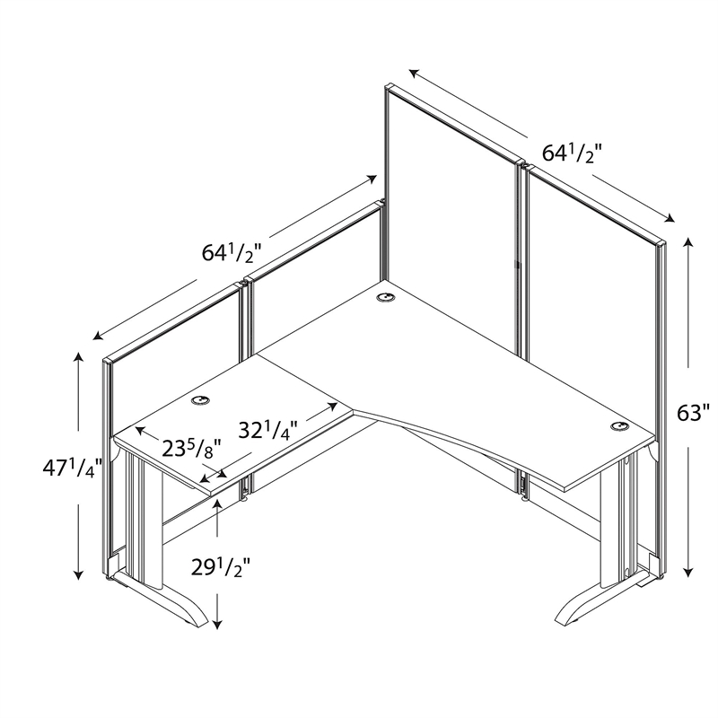 Office in an Hour L Shaped Cubicle Workstation with Storage in Cherry ...