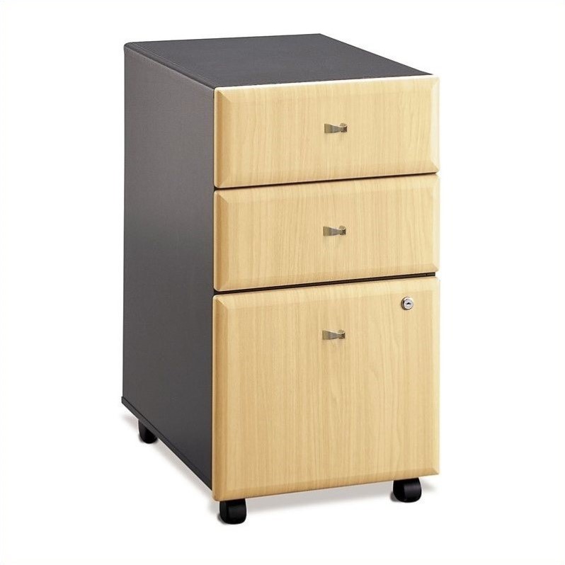 Series A 3 Drawer Mobile File Cabinet in Beech and Slate - Engineered ...