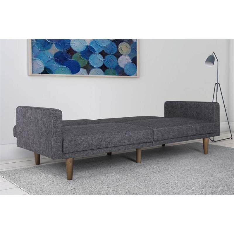 DHP Paxson Linen Convertible Sofa in Charcoal Gray