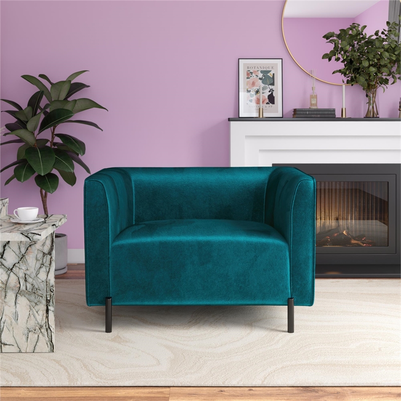 CosmoLiving Blair Upholstered Accent Chair and a Half in Emerald Green Velvet Cymax Business