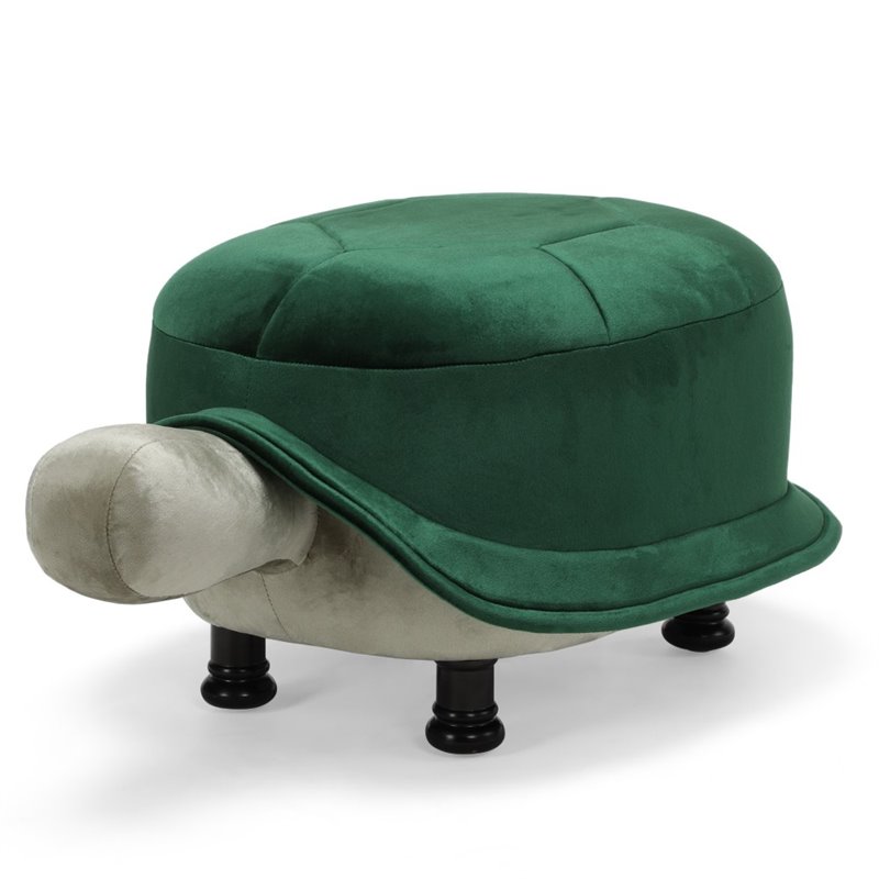 Noble House Sheldon Velvet Turtle Ottoman in Emerald and Pistachio ...