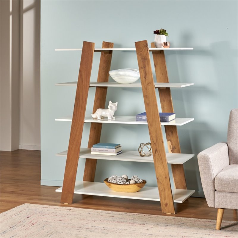 Noble House Barlum Handcrafted Modern Acacia Wood Bookcase in Natural ...