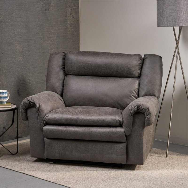 Noble House Farman Oversized Microfiber Recliner in Slate | Cymax Business