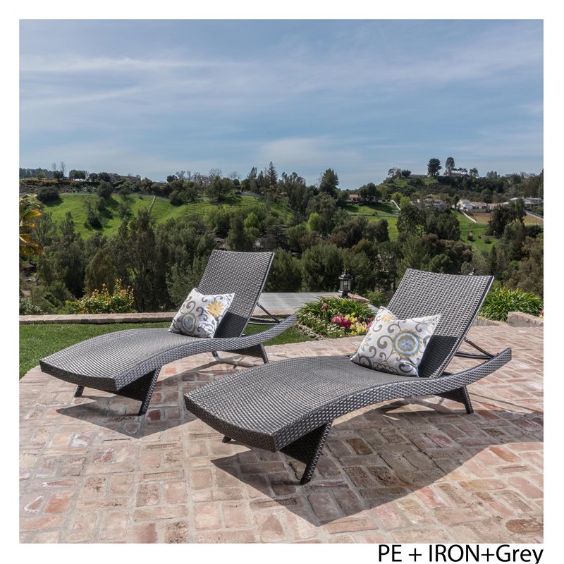 Grey wicker chaise lounge store
