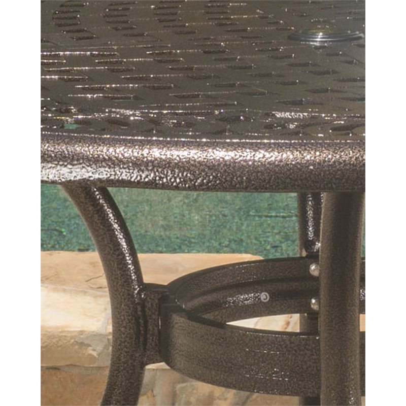 Noble house phoenix hammered bronze round aluminum outdoor dining table store