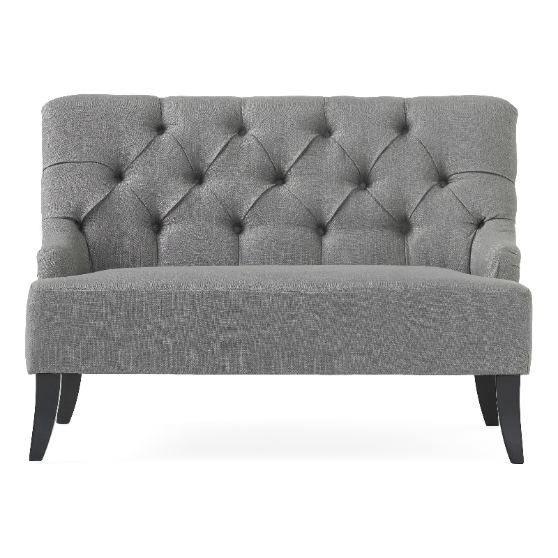 Noble House Nicole Contemporary Tufted Fabric Settee in Gray and Dark ...