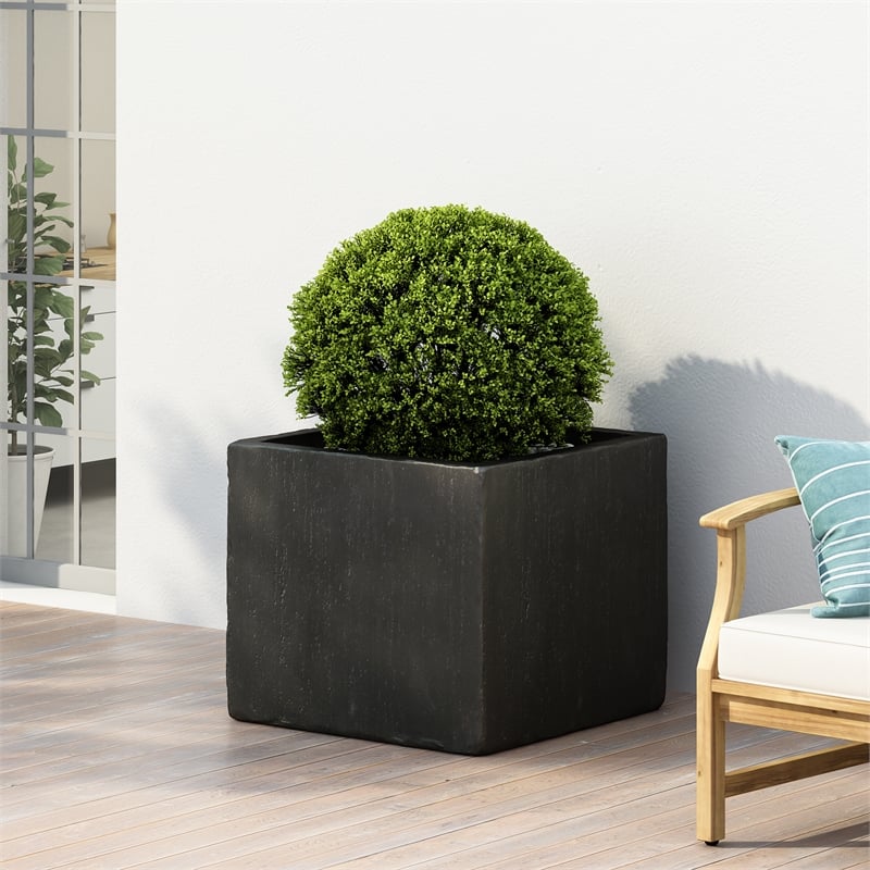 Noble House Ella Outdoor Modern Large Cast Stone Square Planter in ...
