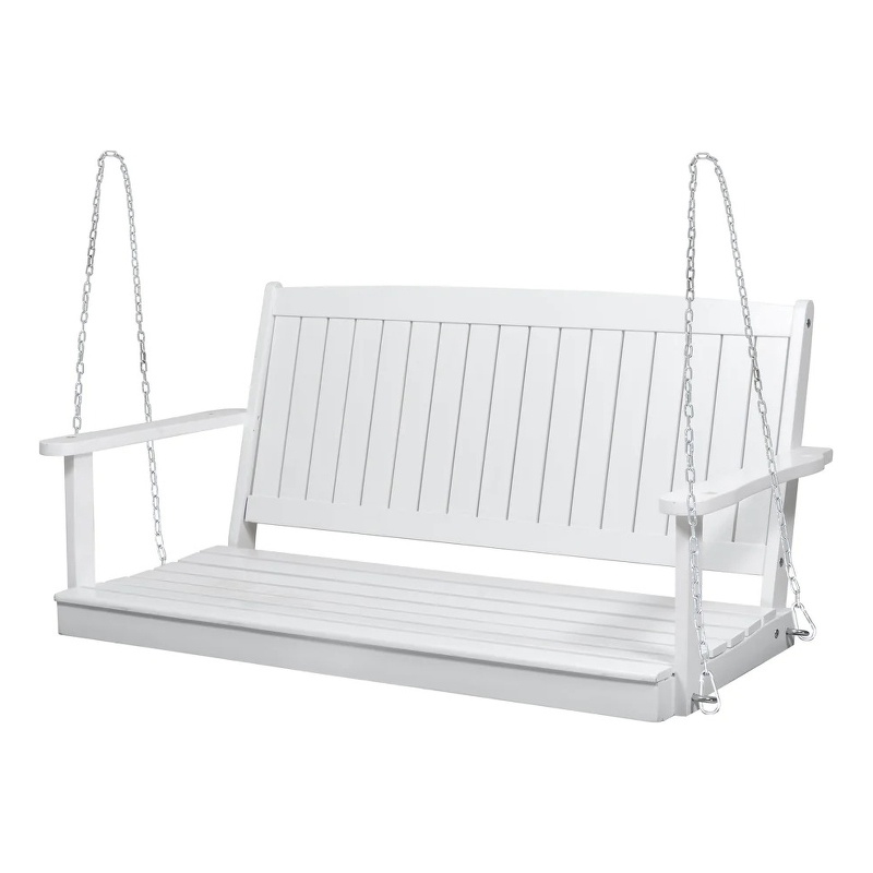 Noble House Tambora Outdoor Slatted Backrest Acacia Wood Porch Swing in ...