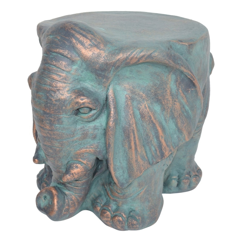 Noble House Godwin Outdoor 12.5" Stone Garden Stool in Copper Patina ...