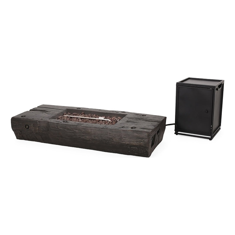 Noble House Costa Rectangular Concrete Stone Fire Pit in Brown/Matte ...