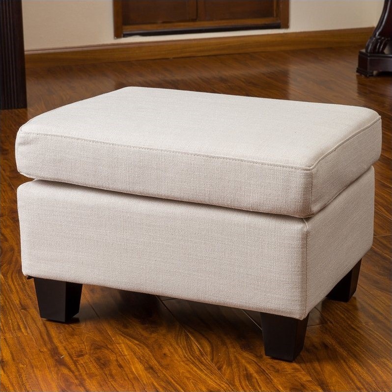 Noble House Catalina Upholstered Ottoman in Beige | Cymax Business