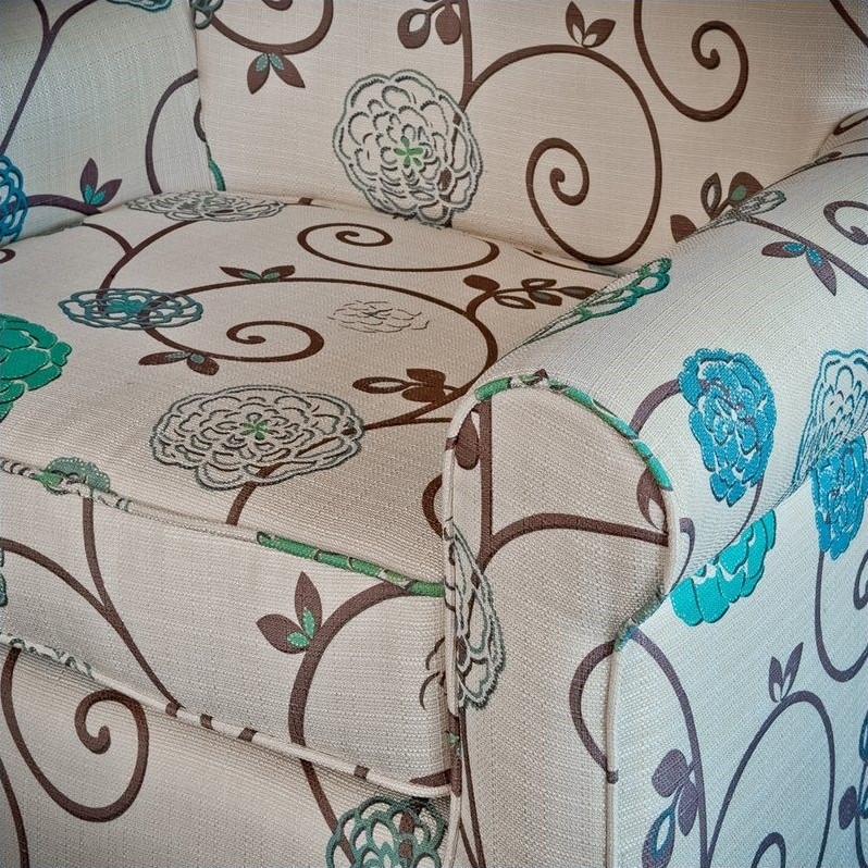 Noble House Rocco Upholstered Club Chair in White Floral Pattern ...