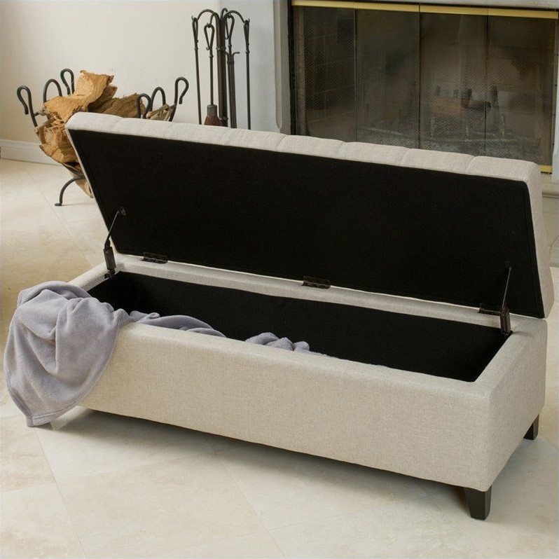 Noble House Guadaloupe Storage Ottoman Bench in Beige | Cymax Business