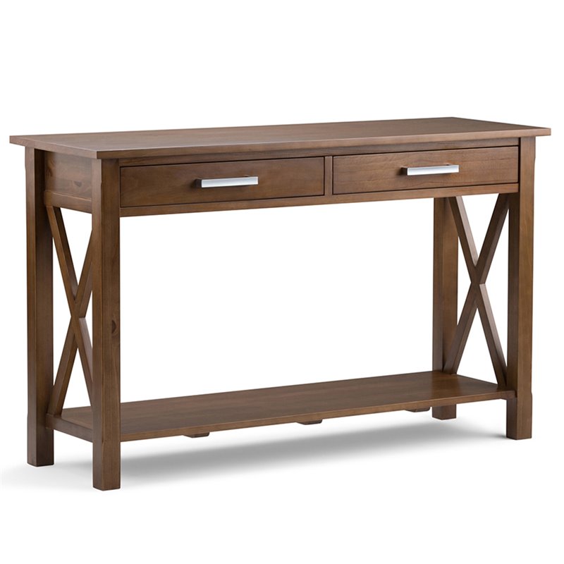 Simpli Home Kitchener Console Table in Medium Saddle Brown - 3AXCRGL003-SB