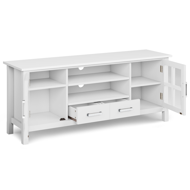 Kitchener SOLID WOOD 60 inch Wide Contemporary TV Media Stand in White ...