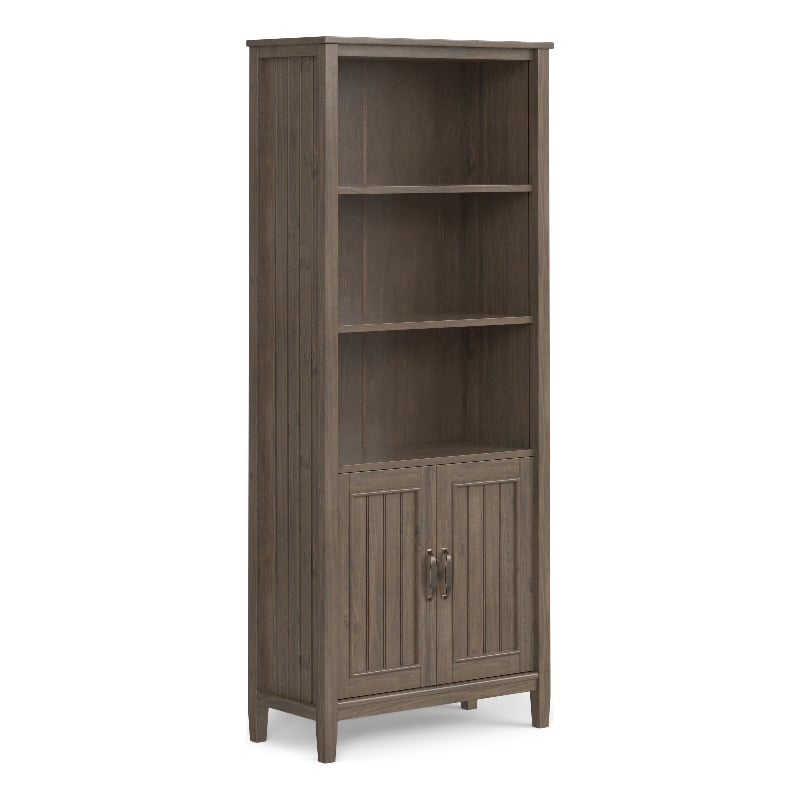 Lev SOLID WOOD 72 inch x 30 inch Transitional Bookcase in Smoky Brown ...