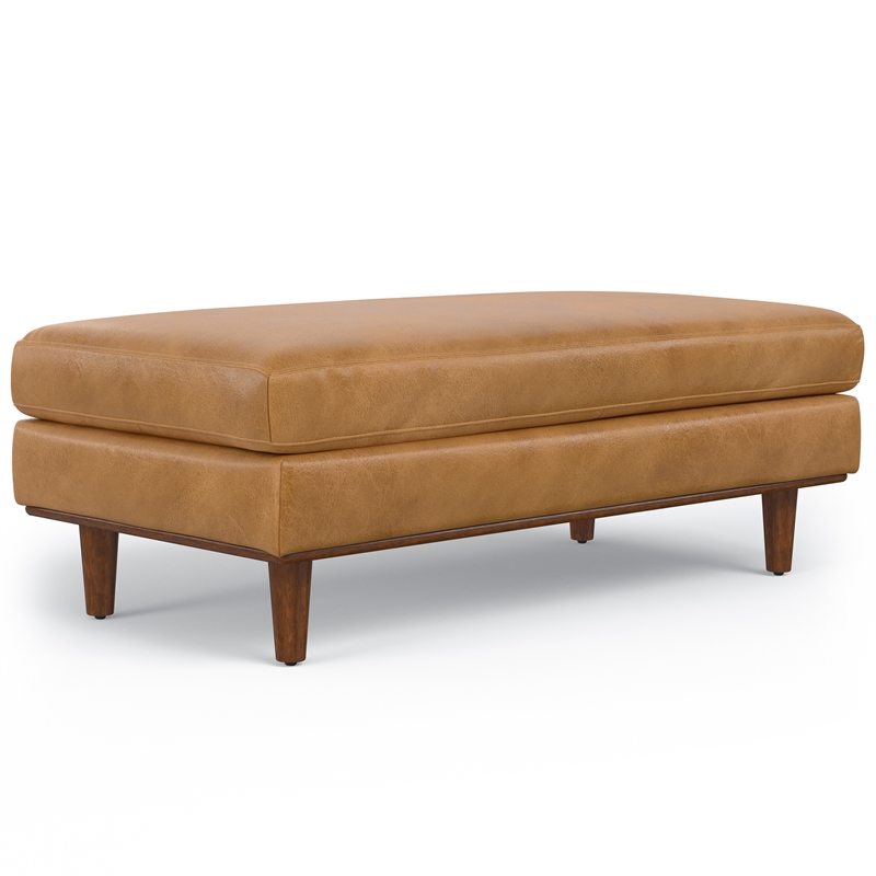 Morrison 49" Wide Modern Large Rectangular Ottoman in Sienna Genuine ...