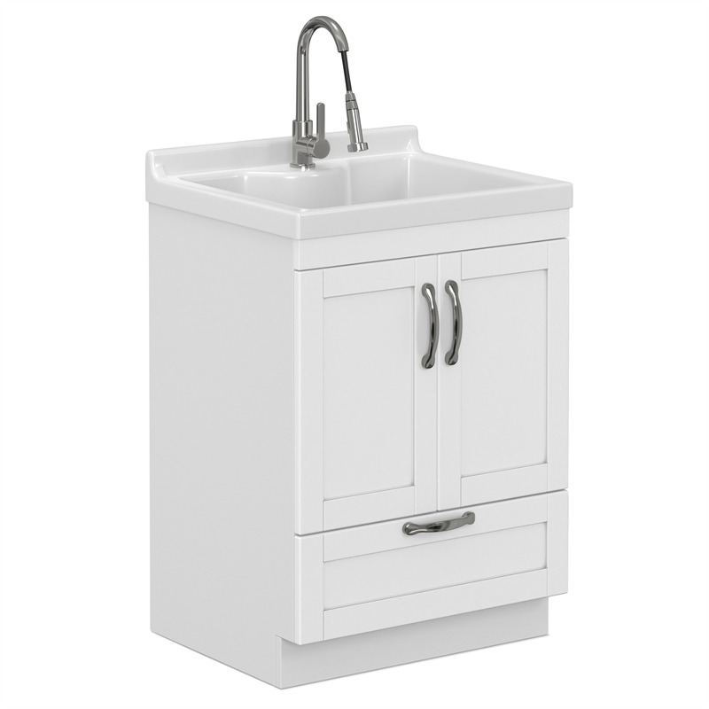 Maile 24-inch Utility Sink & Cabinet in Pure White