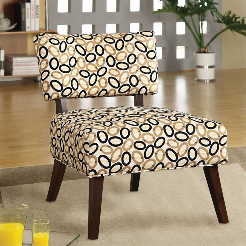 ACME Able Fabric Accent Chair in Beige Brown and Espresso ...