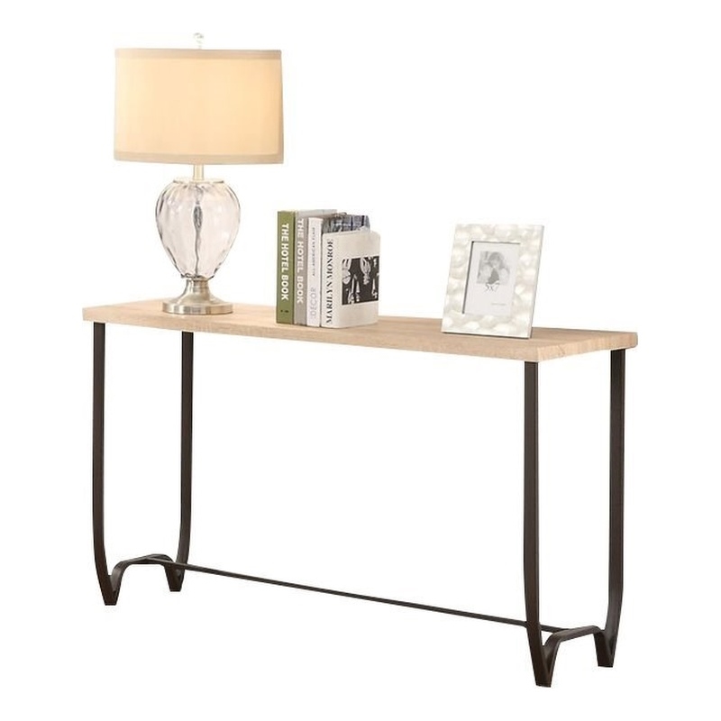 ACME Furniture Isidore Metal & Wood Sofa Table in Brown Sand/Natural ...