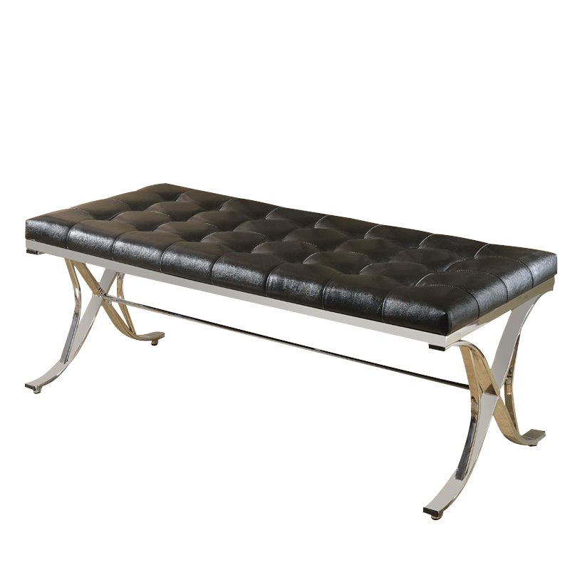 ACME Furniture Royce 19" Upholstered Faux Leather & Metal Bench in ...