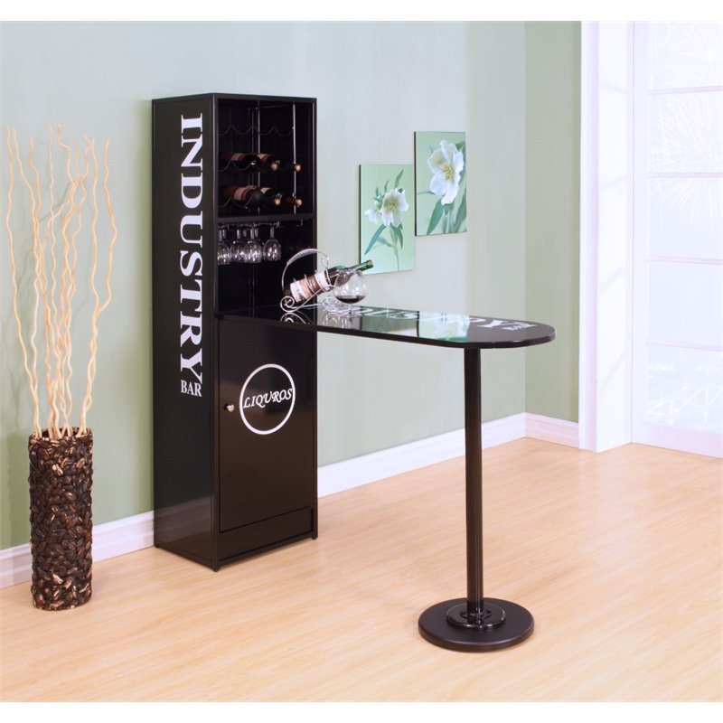 ACME Mant Metal Counter Table with Cabinet in Black ...