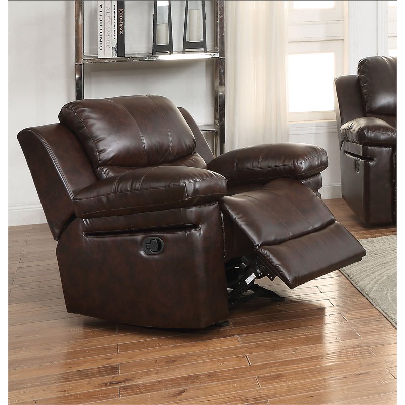 ACME Xenos Faux Leather Glider Recliner in Dark Brown | Bush Furniture ...