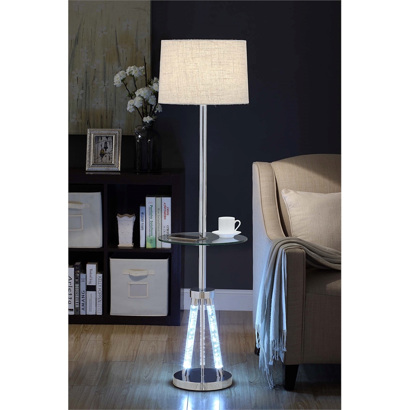 ACME Cici Metal Base Floor Lamp with Fabric Shade in Chrome | Cymax ...