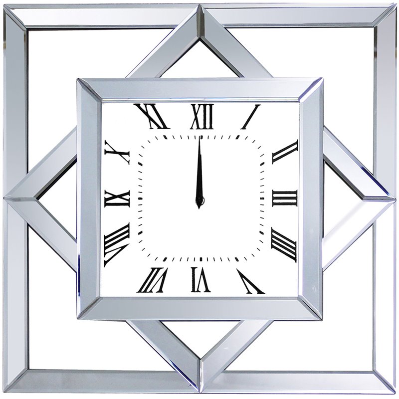 ACME Mhina Square Mirrored Wall Clock | BushFurnitureCollection.com