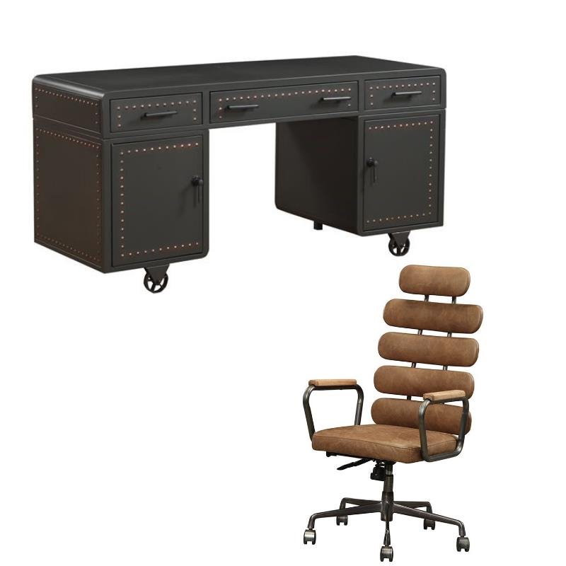 Actaki 2 Piece Executive Desk and HighBack Adjustable Swivel Office ...