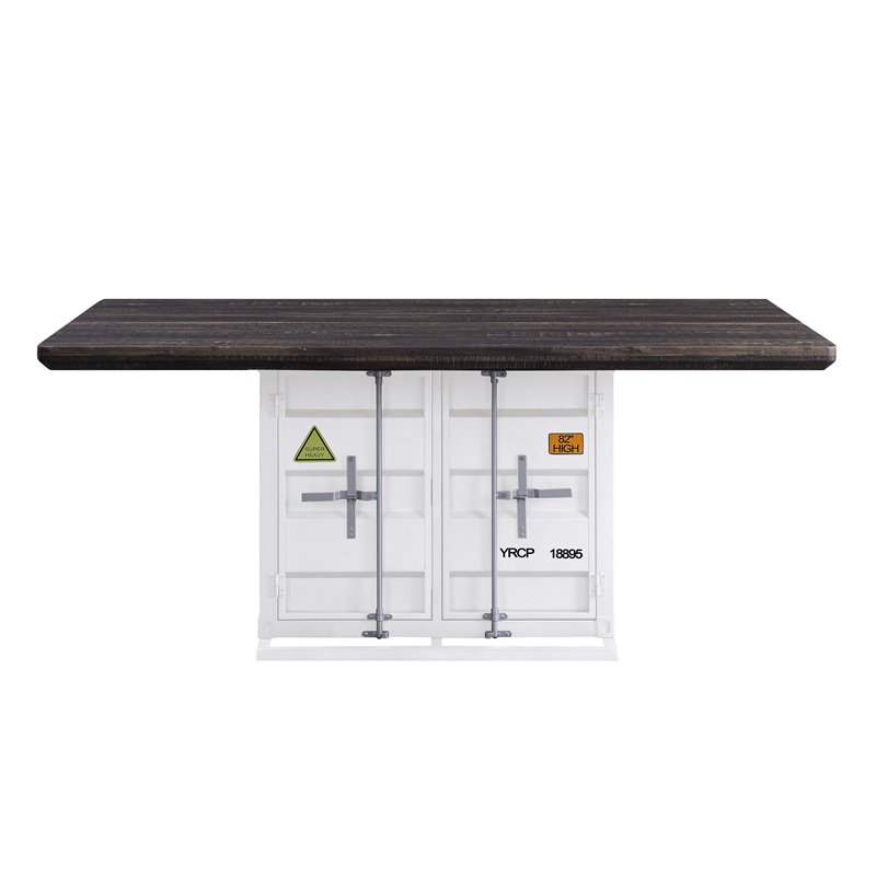 ACME Cargo Dining Table in Antique Walnut & White | Homesquare