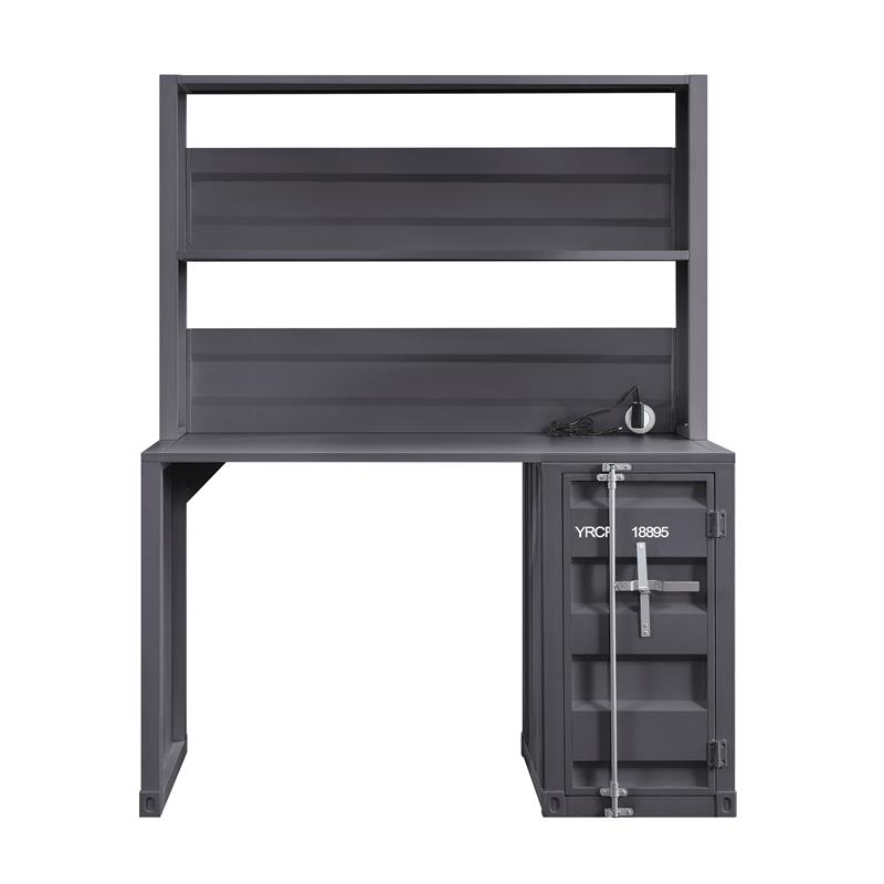 ACME Cargo Desk & Hutch in Gunmetal - 37897