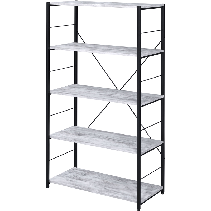 ACME Tesadea 5 Wooden Shelves Rectangular Bookshelf in Antique White ...