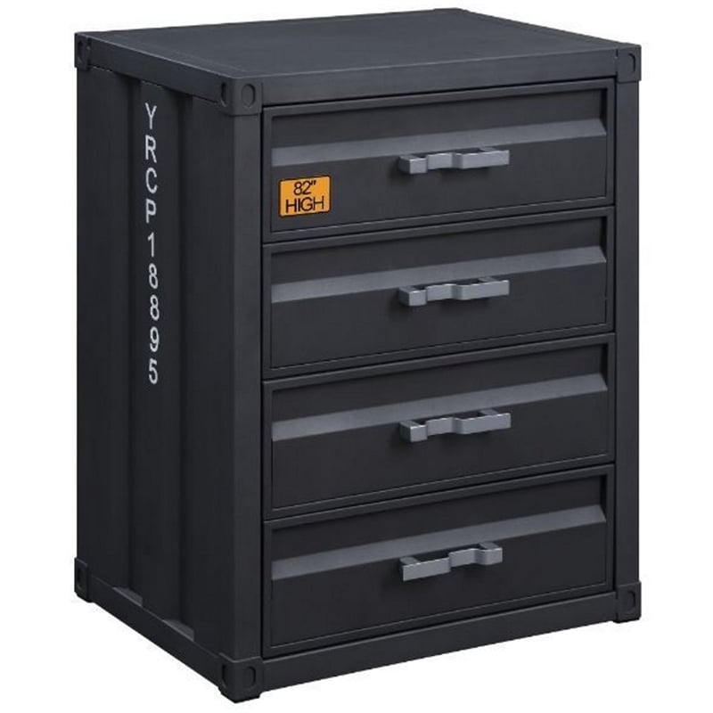ACME Cargo Container Style 4 Storage Drawers Metal Chest in Gunmetal ...