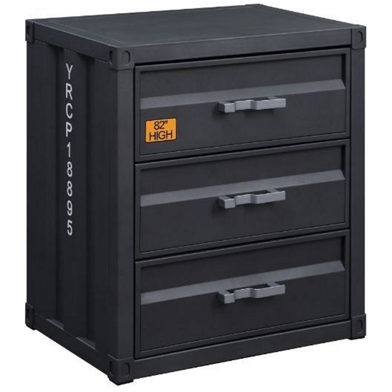 ACME Cargo Container Style Rectangular 3-Drawer Metal Chest in Gunmetal ...