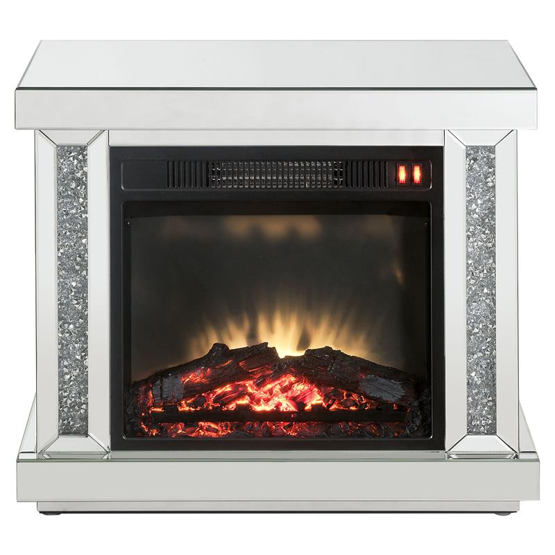 ACME Noralie Wooden Electric Fireplace with LED in Mirrored and Faux ...