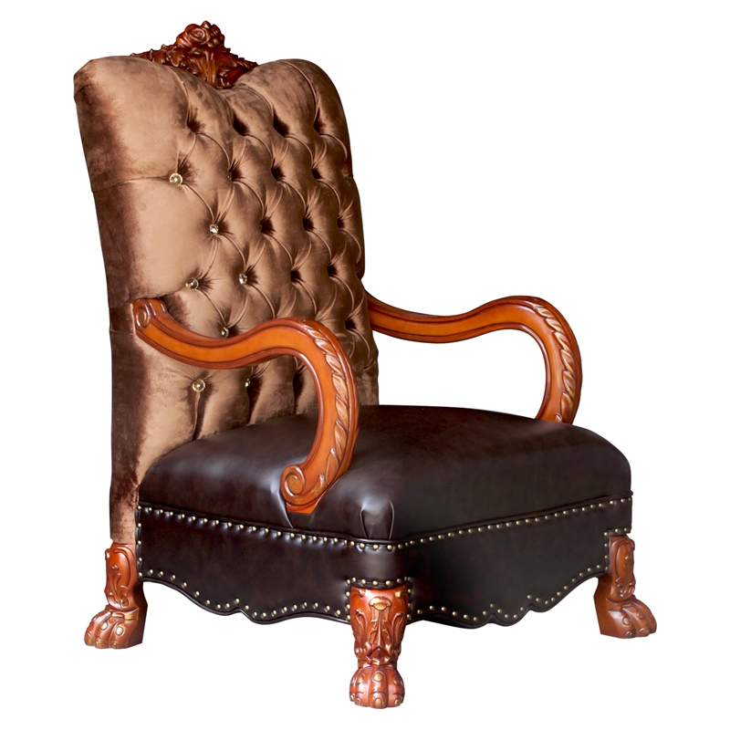 ACME Dresden Traditional Upholstered Chair in Golden Brown Velvet and ...