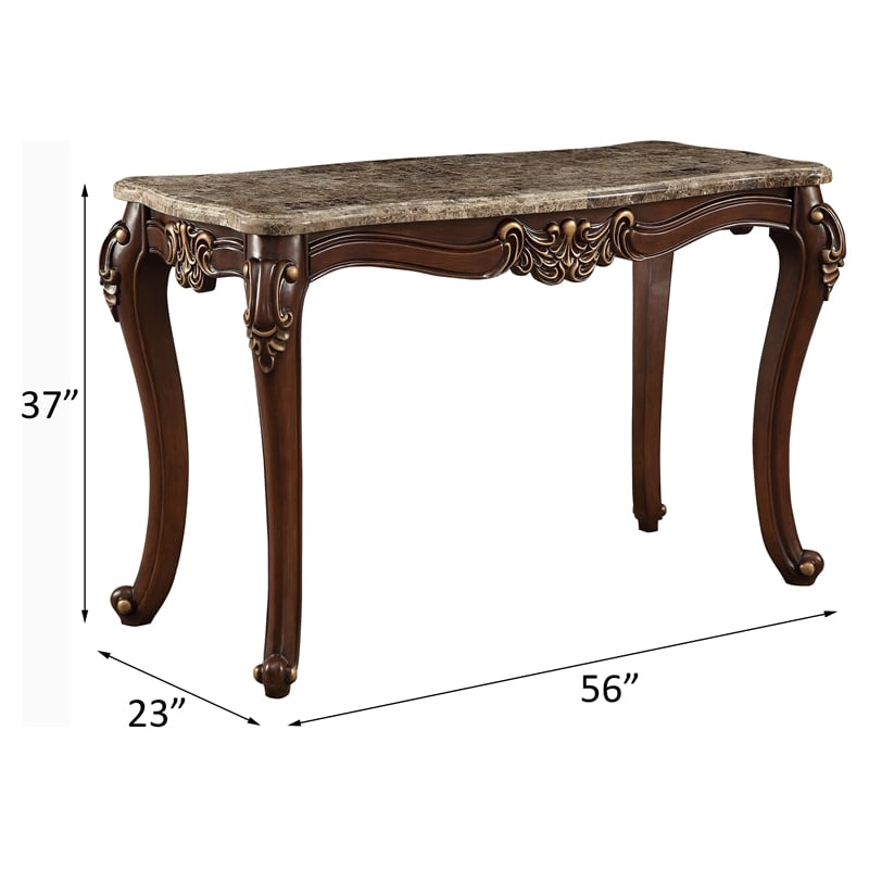 ACME Mehadi Rectangular Wooden Console Table with Queen Anne Legs in ...