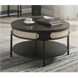 ACME Colson Round Wood Top Coffee Table with Bottom Shelf in Black ...