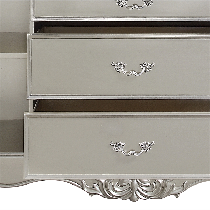 ACME Bently Wooden Hutch and Buffet with Glass Doors in Champagne