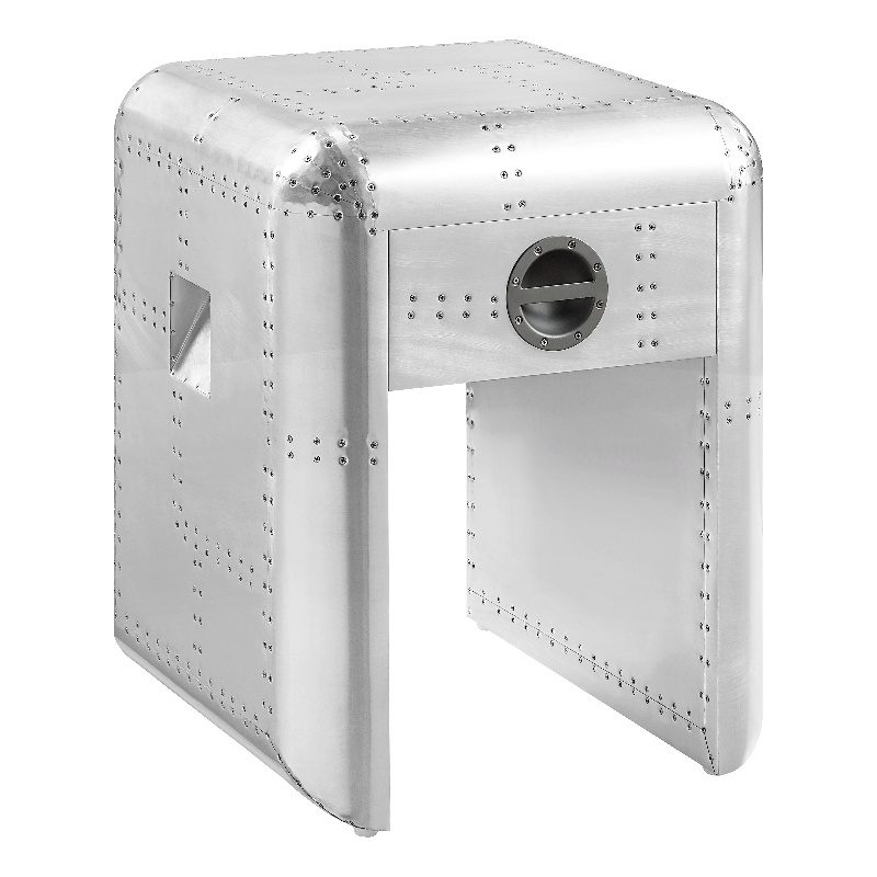 ACME Furniture Brancaster 1-Drawer Square Aluminum & Wood End Table in ...