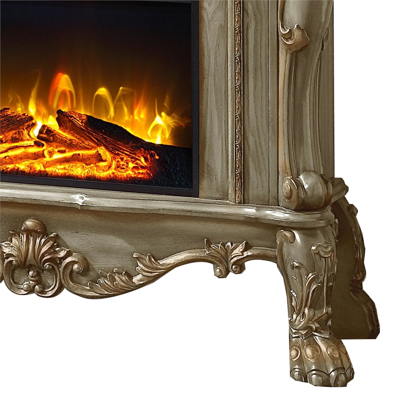 ACME Dresden Transitional Wooden/Glass Fireplace in Gold Patina | Cymax Business