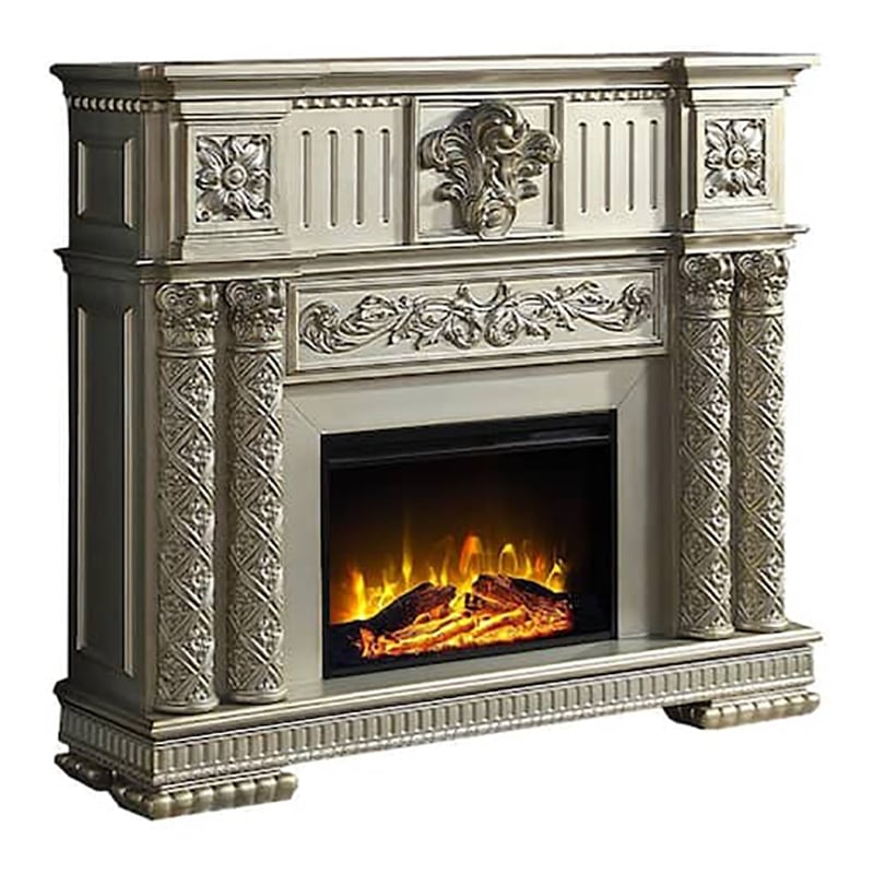 ACME Vendome Transitional Wooden/Glass Fireplace in Gold Patina | Bush ...