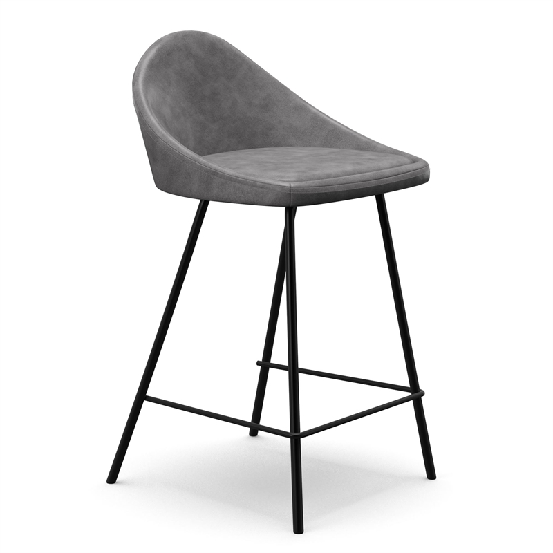 Marco Vegan Leather Counter Height Stools (Set of 2) in Smoke | Cymax ...