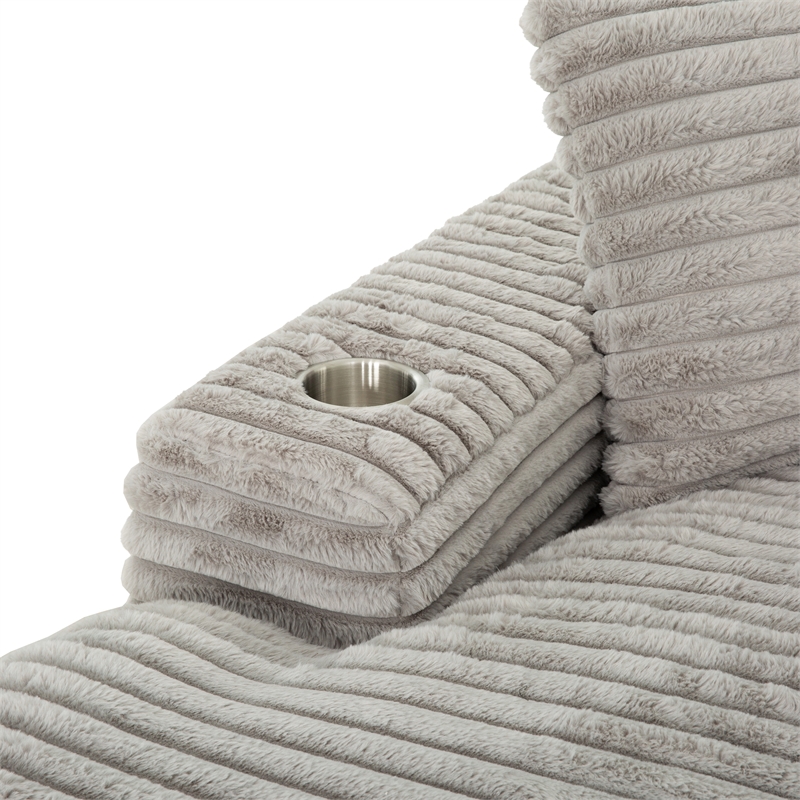 Cocoon Gray Oversized Fabric Cuddler Chaise with Cupholder and USB ...