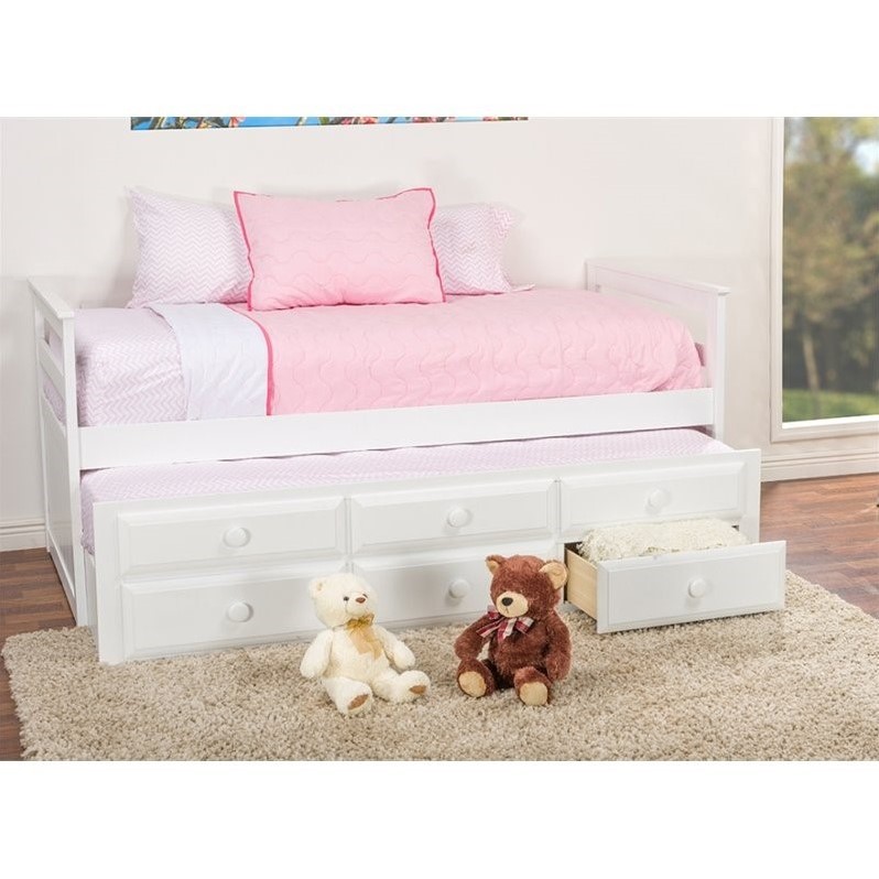Ballina Wood Twin Captains Bed with Trundle in White | Cymax Business
