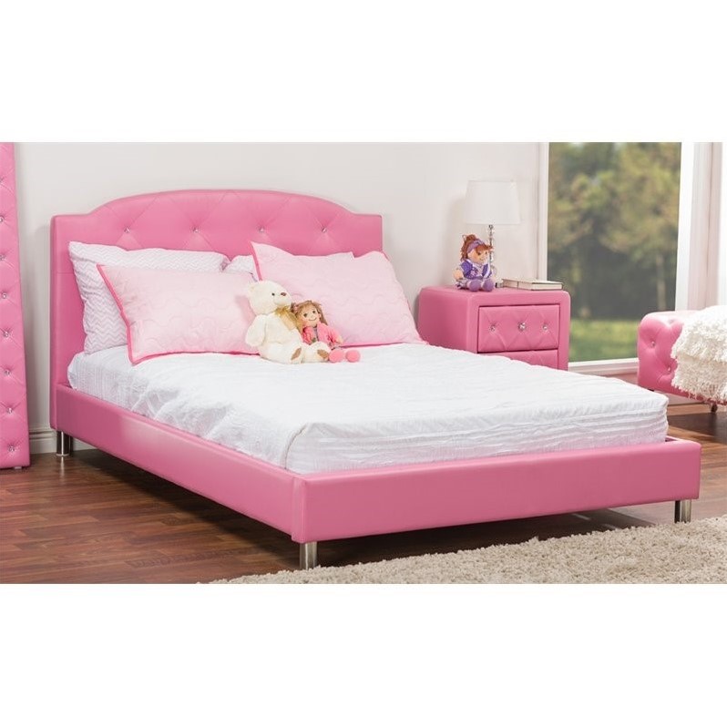 Baxton Studio Canterbury Upholstered Full Platform Bed in Pink
